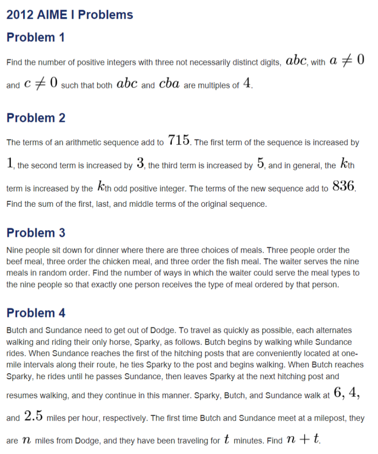 2012年AIME I 真题及答案 - American Mathematics Competitions