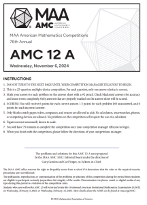 2024年AMC10/12考试真题公布！免费开放下载！ - American Mathematics Competitions